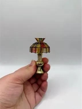 Toys | Vintage 197s 16 Dollhouse Mini Lamp Stained Glass Style Shade ...